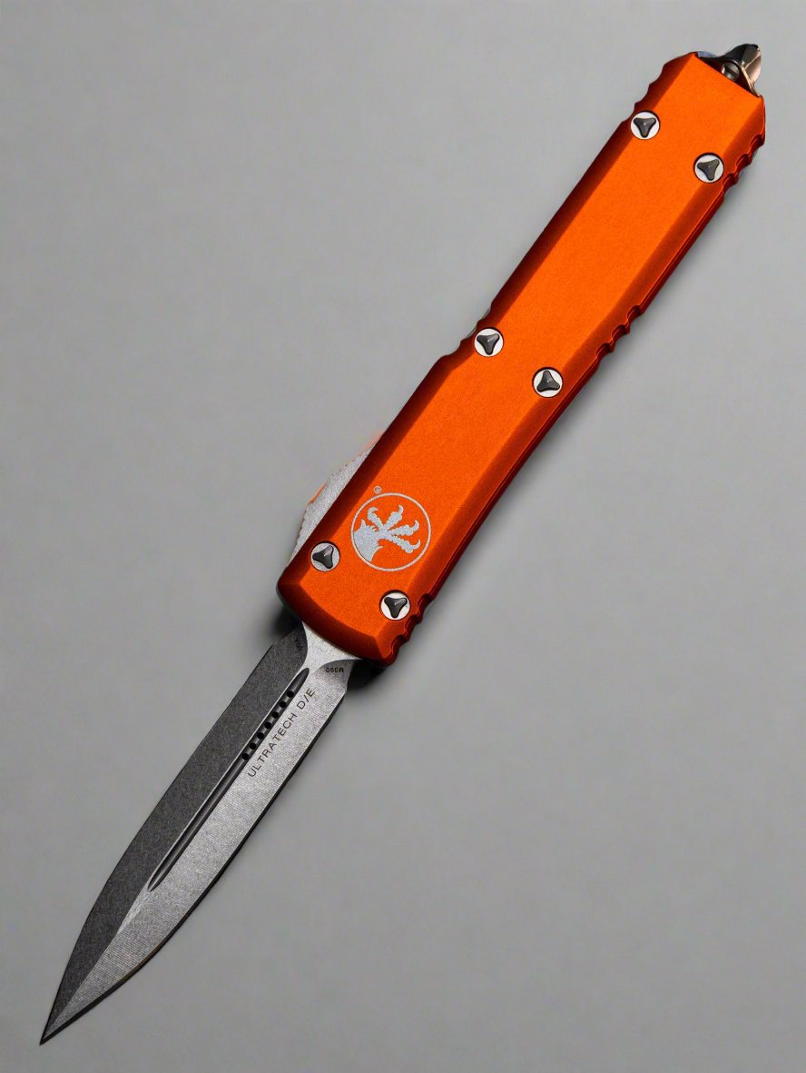 Microtech 122-10OR Ultratech AUTO OTF Knife 3.46" Stonewashed Double E