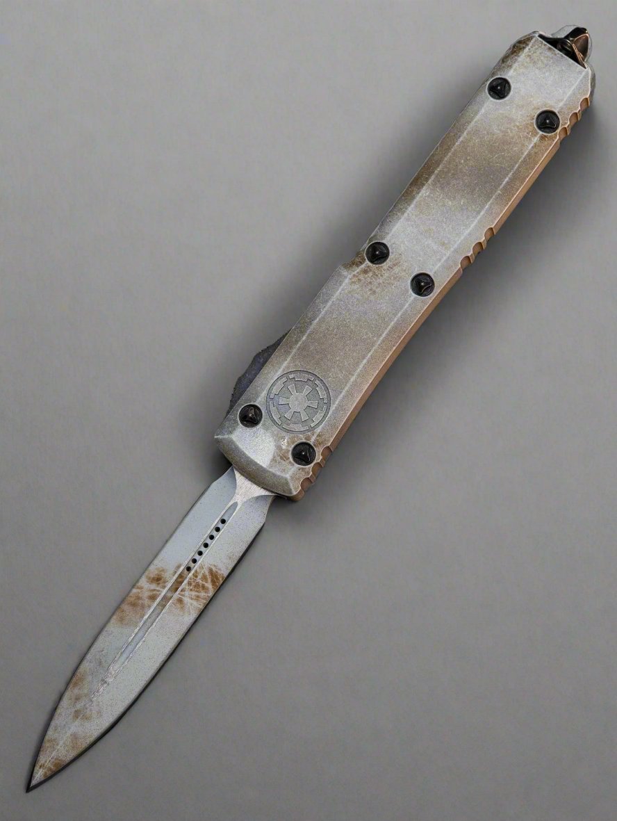 MICROTECH SANDTROOPER ULTRATECH- DOUBLE EDGE OTF KNIFE- PLAIN EDGE BLA