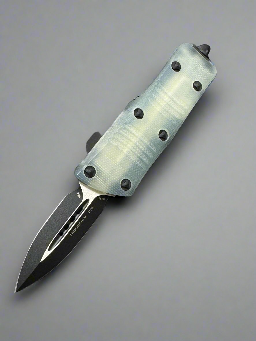 Microtech Troodon Mini D/E OTF Automatic Knife Jade G-10/Black Al (1.9 ...