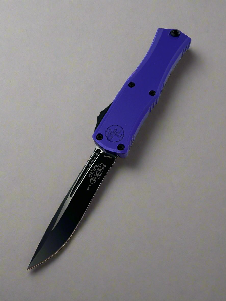 Microtech Knives Mini Hera Black Recurve M390MK w/ Purple Handle 1705M ...
