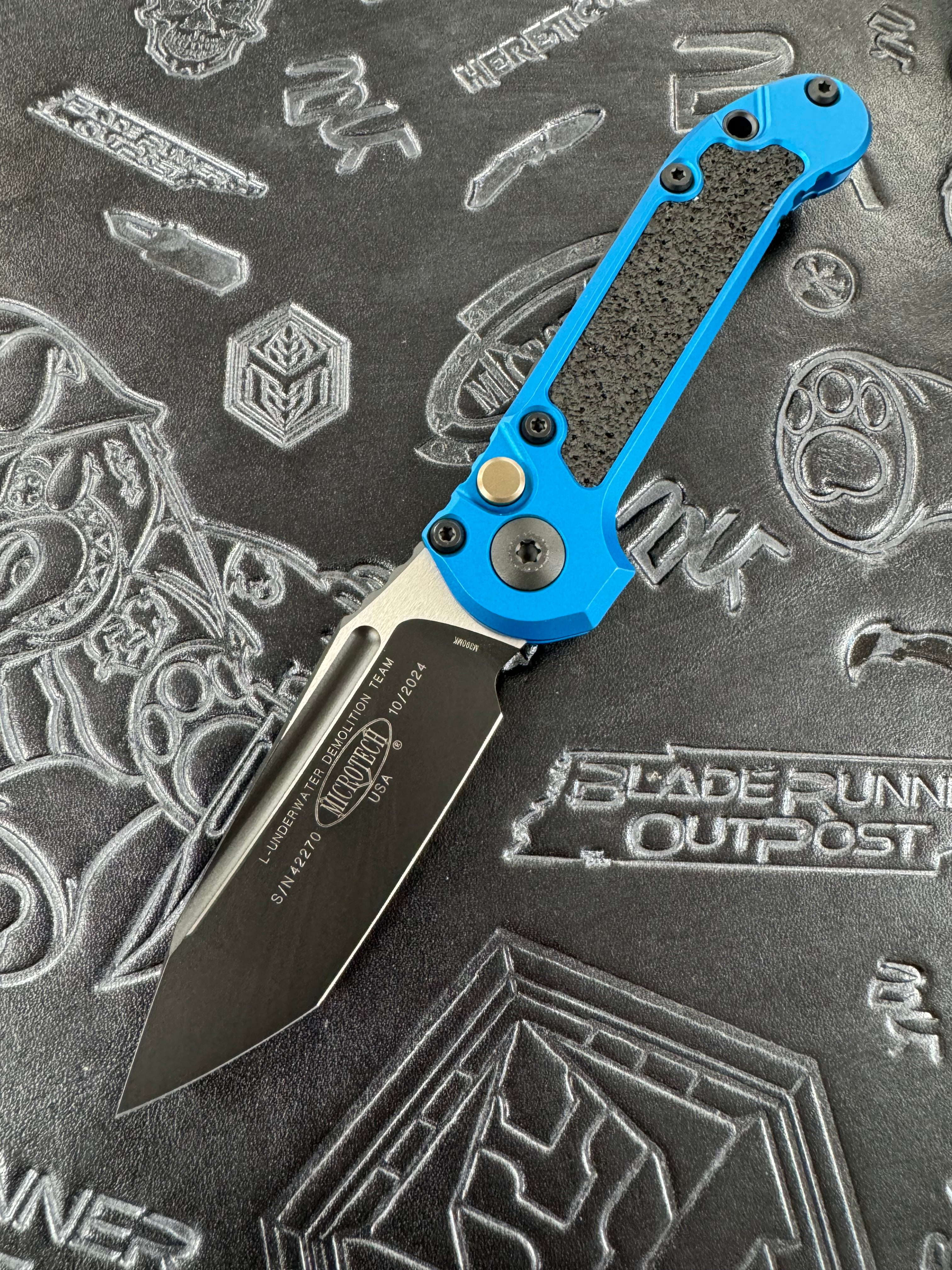 Microtech Knives LUDT Gen III Black Tanto w/ Blue Handle 1136-1 BL – BR-OP