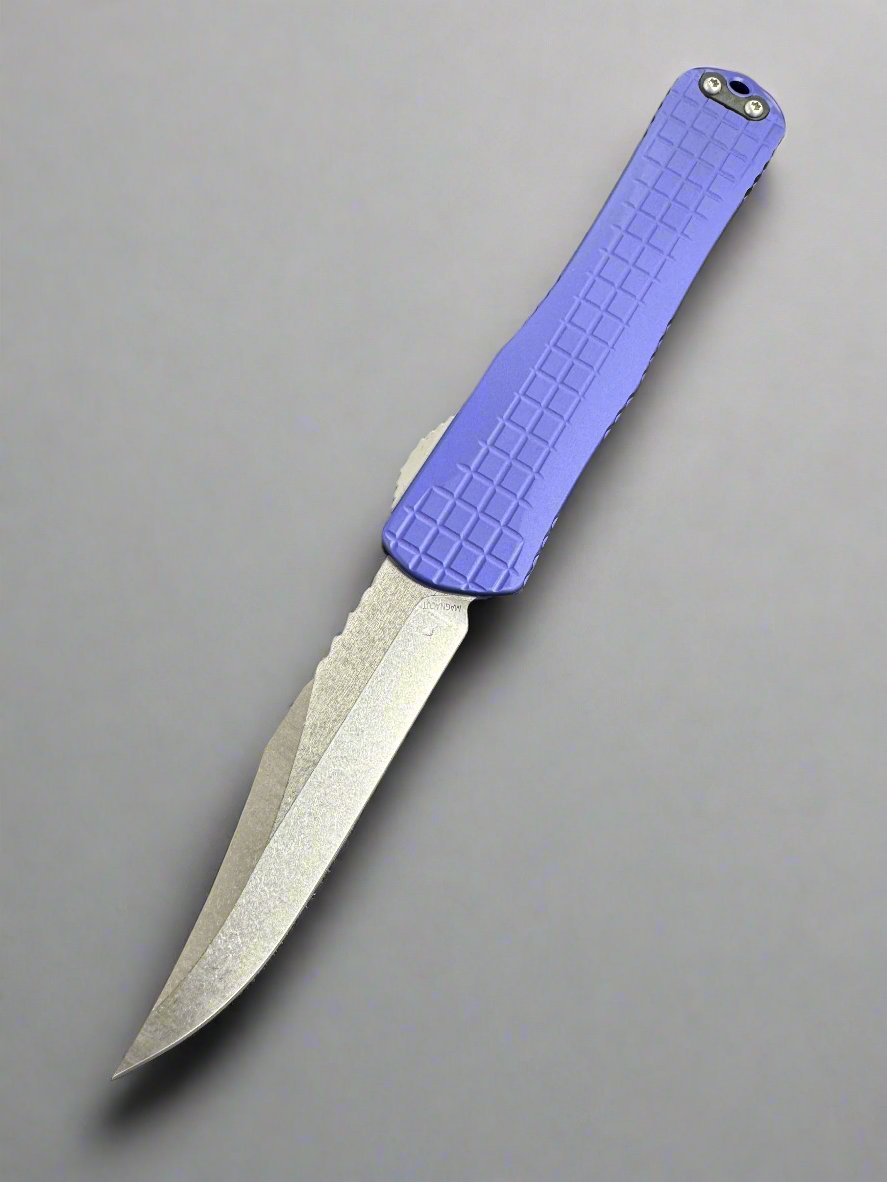 Heretic Knives Manticore X Purple Frag Handle & Stonewash Bowie MagnaC