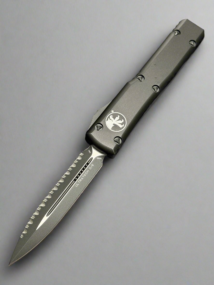 MICROTECH ULTRATECH BLACK DOUBLE EDGE OTF KNIFE BLACK TACTICAL FULL SE