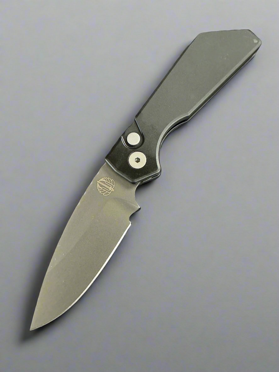 Pro-Tech PT Plus Black Aluminum Handle w/ Blasted Hardware & Smokey Gr