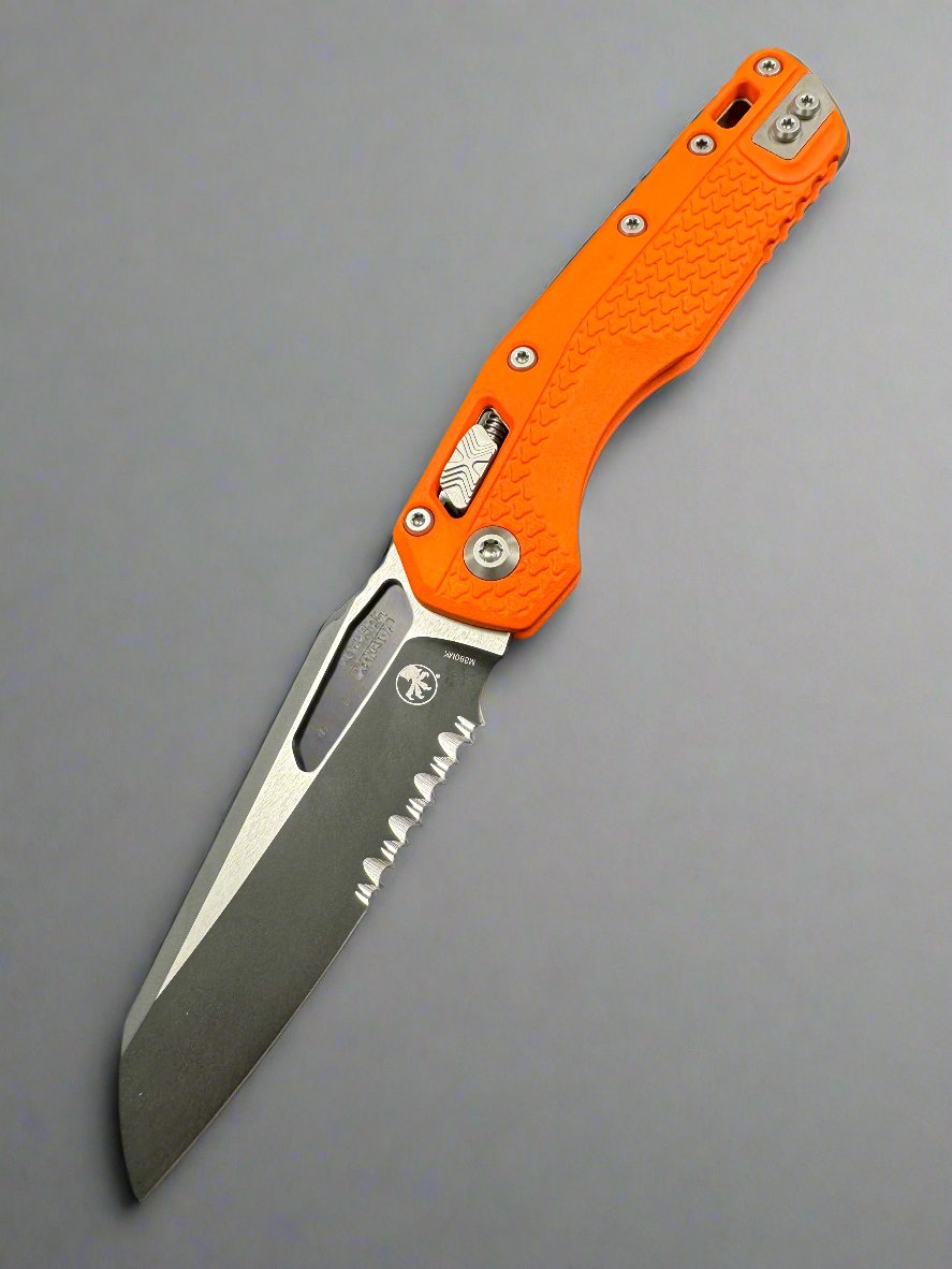MICROTECH KNIVES- M.S.I. RAM-LOK FOLDER- ORANGE TRI-GRIP INJECTION MOL ...