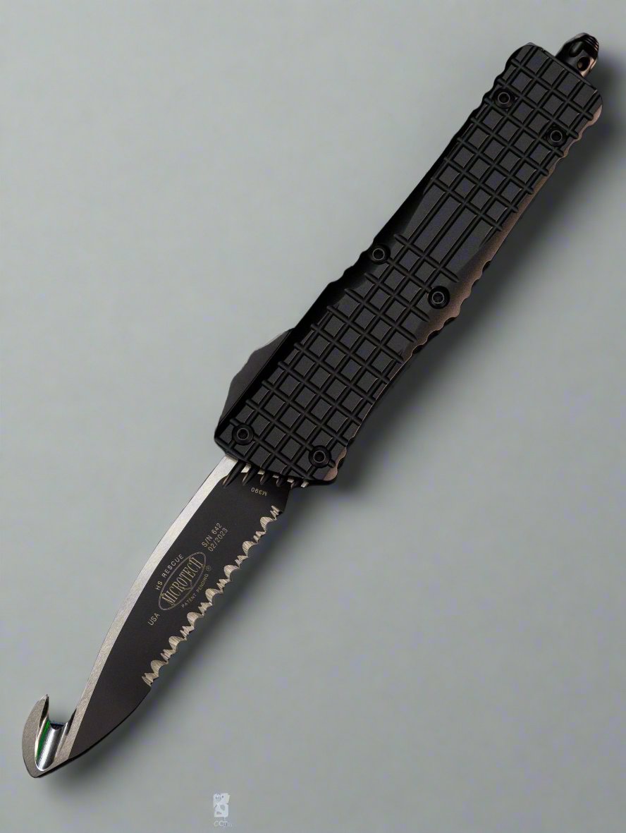 Microtech Combat Troodon HS Rescue Black Frag Full Serrated 601-3THS