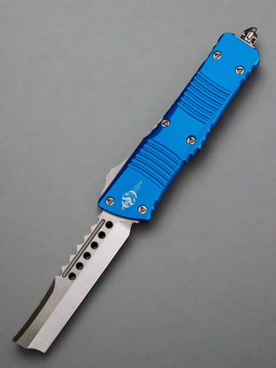 Microtech Combat Troodon Hellhound Razor OTF Knife Blue (4" Stonewash)
