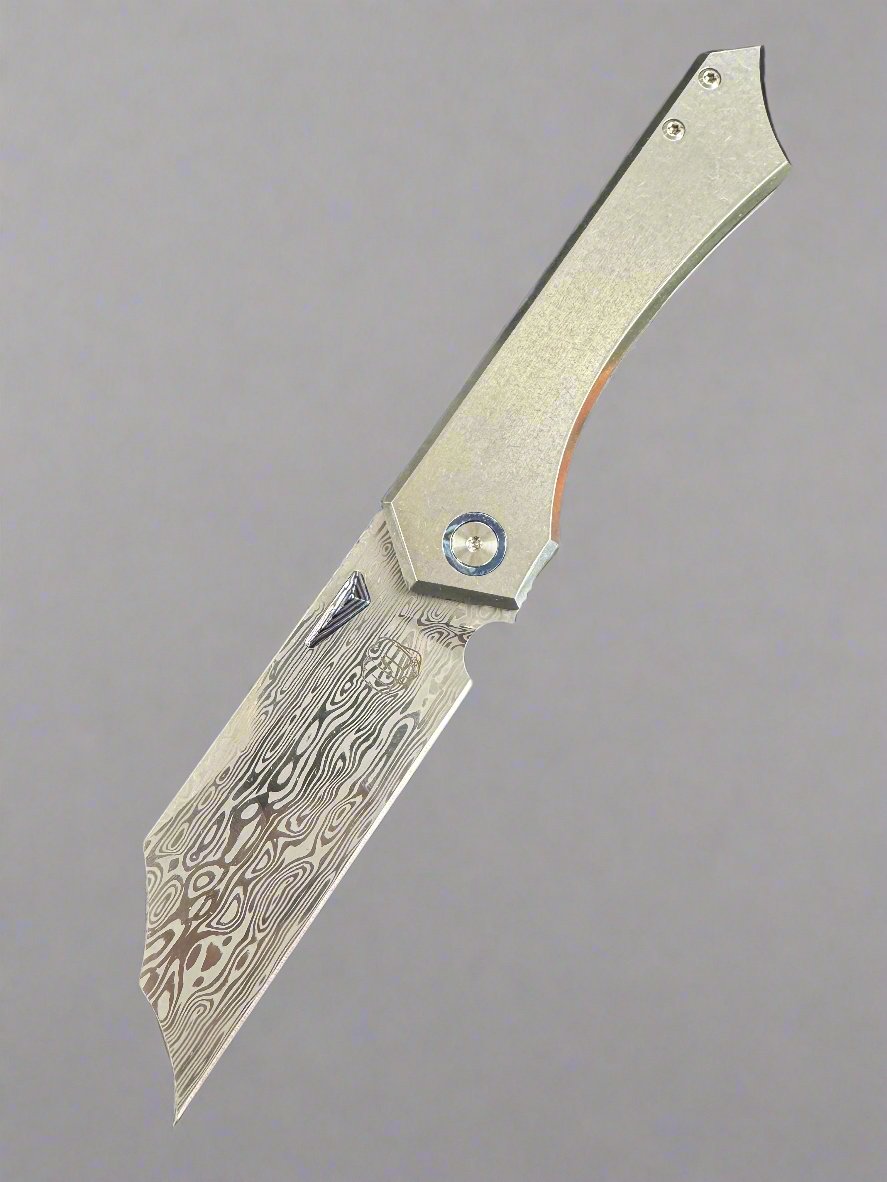 SOMETHING OBSCENE COMPANY LEK FOLDER KNIFE DAMASTEEL BLADE WITH TITANI ...