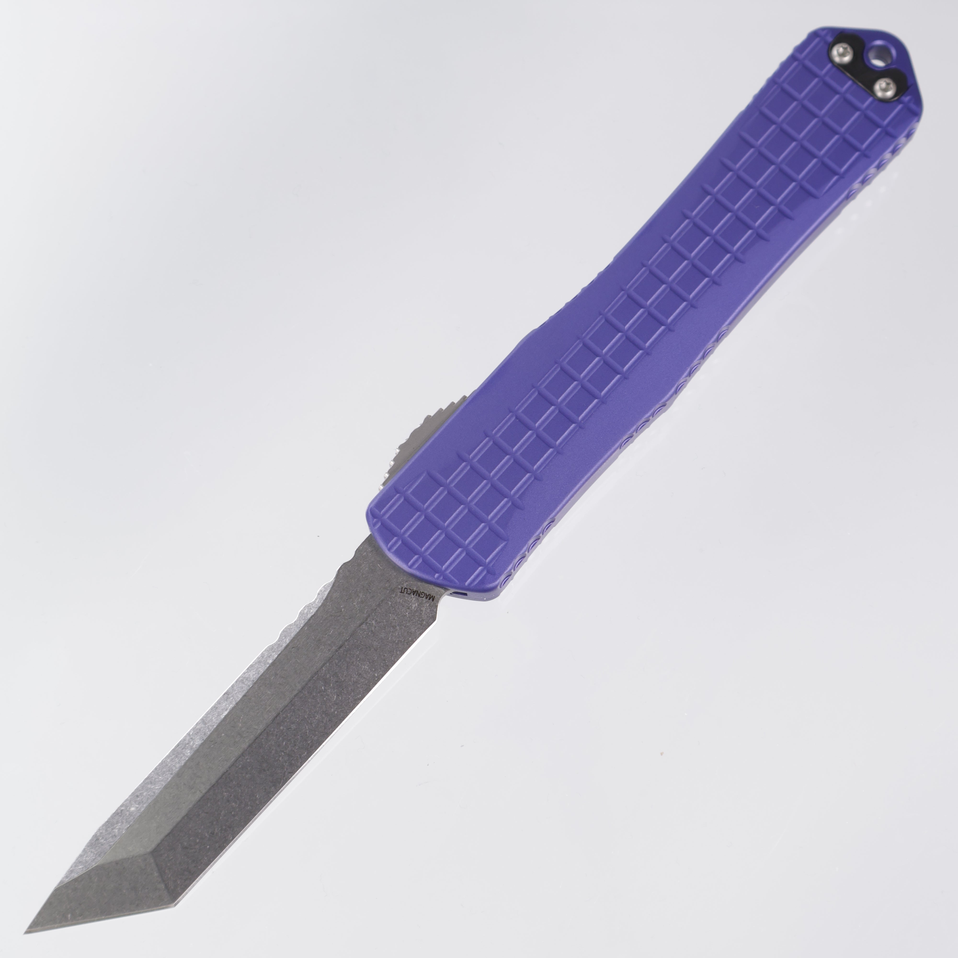 Heretic Manticore X - Purple Frag Aluminum - Tanto Stonewash Magnacut ...
