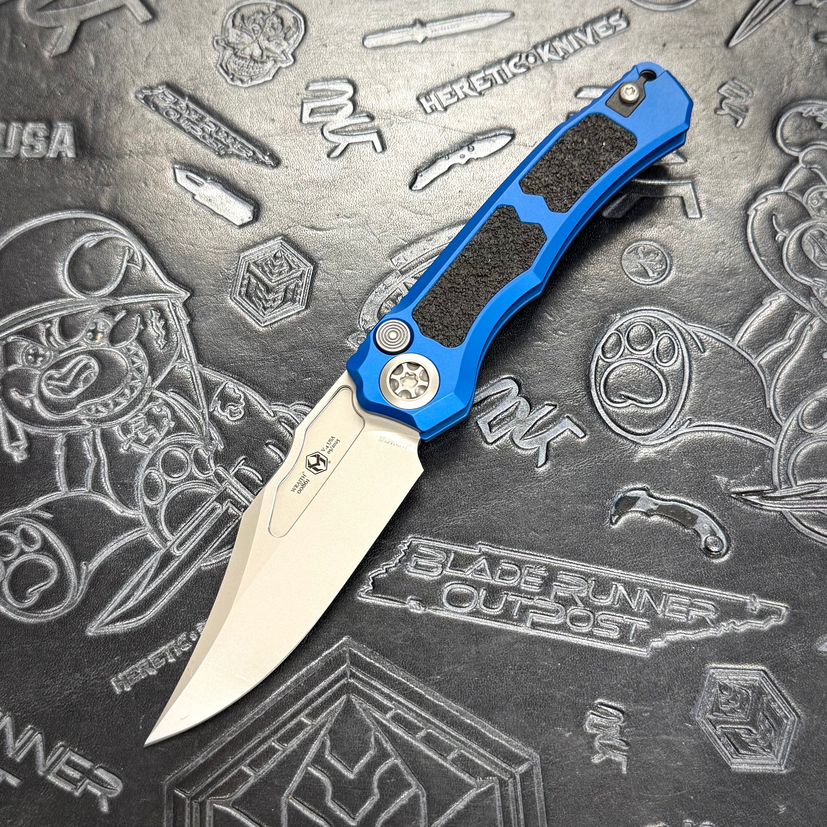 Heretic Knives Wraith V4 Auto - Blue - Beadblast Bowie H002-3A-BLU – BR OP