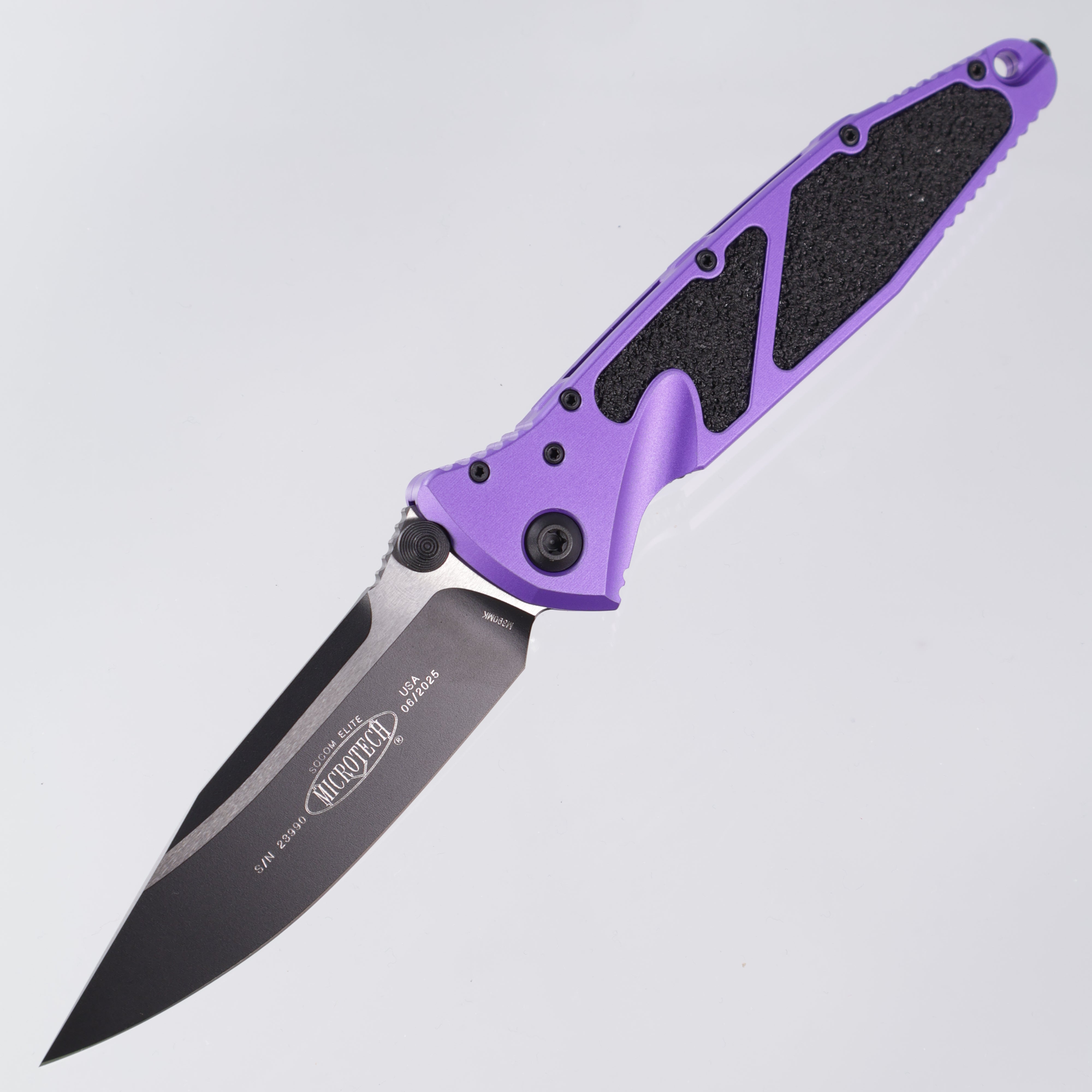 Microtech Socom Manual - Purple Aluminum - Single Edge, Black M390MK ...