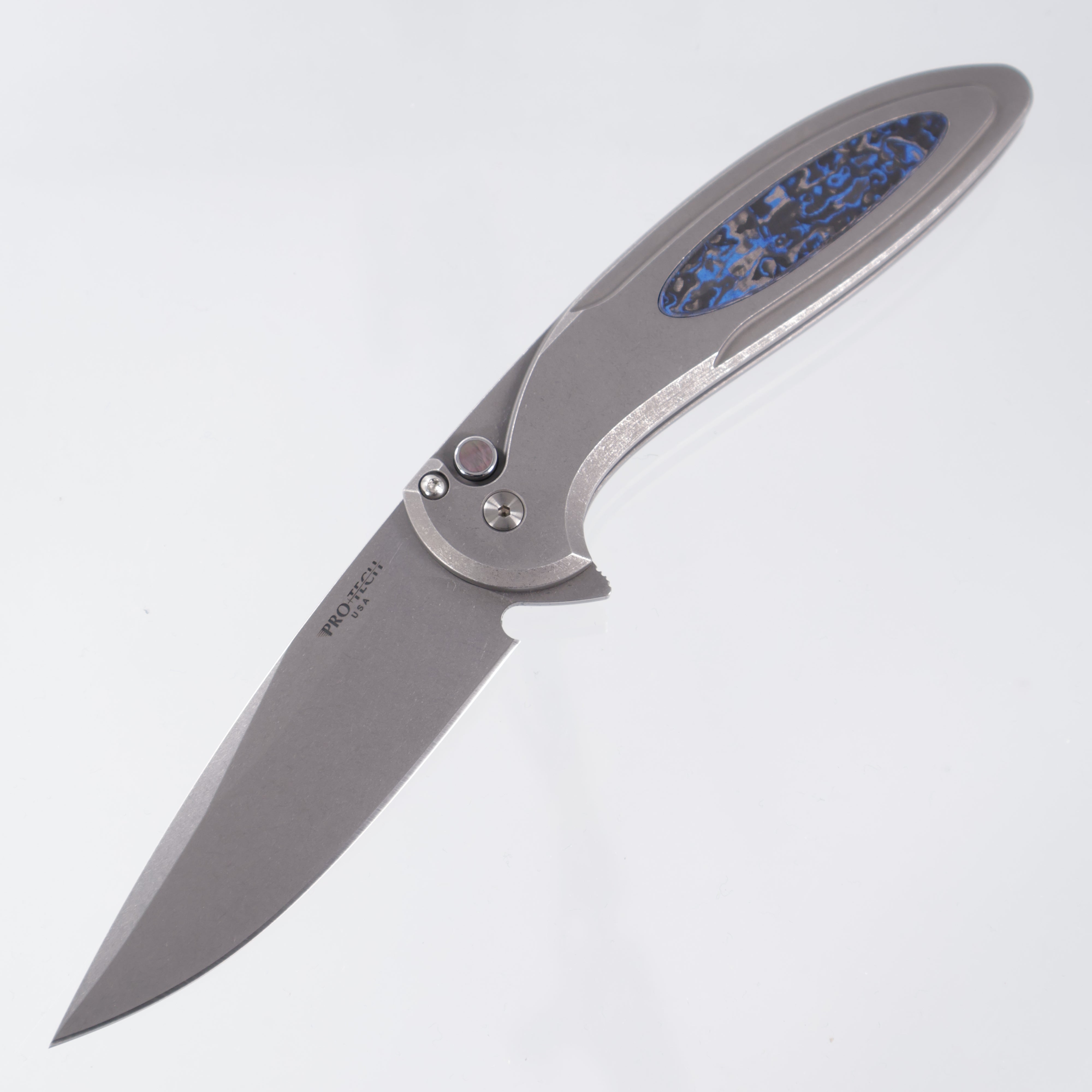 Protech Cambria 2 2025 Custom 013 - Stainless Steel Handle w/ Blue Tec ...