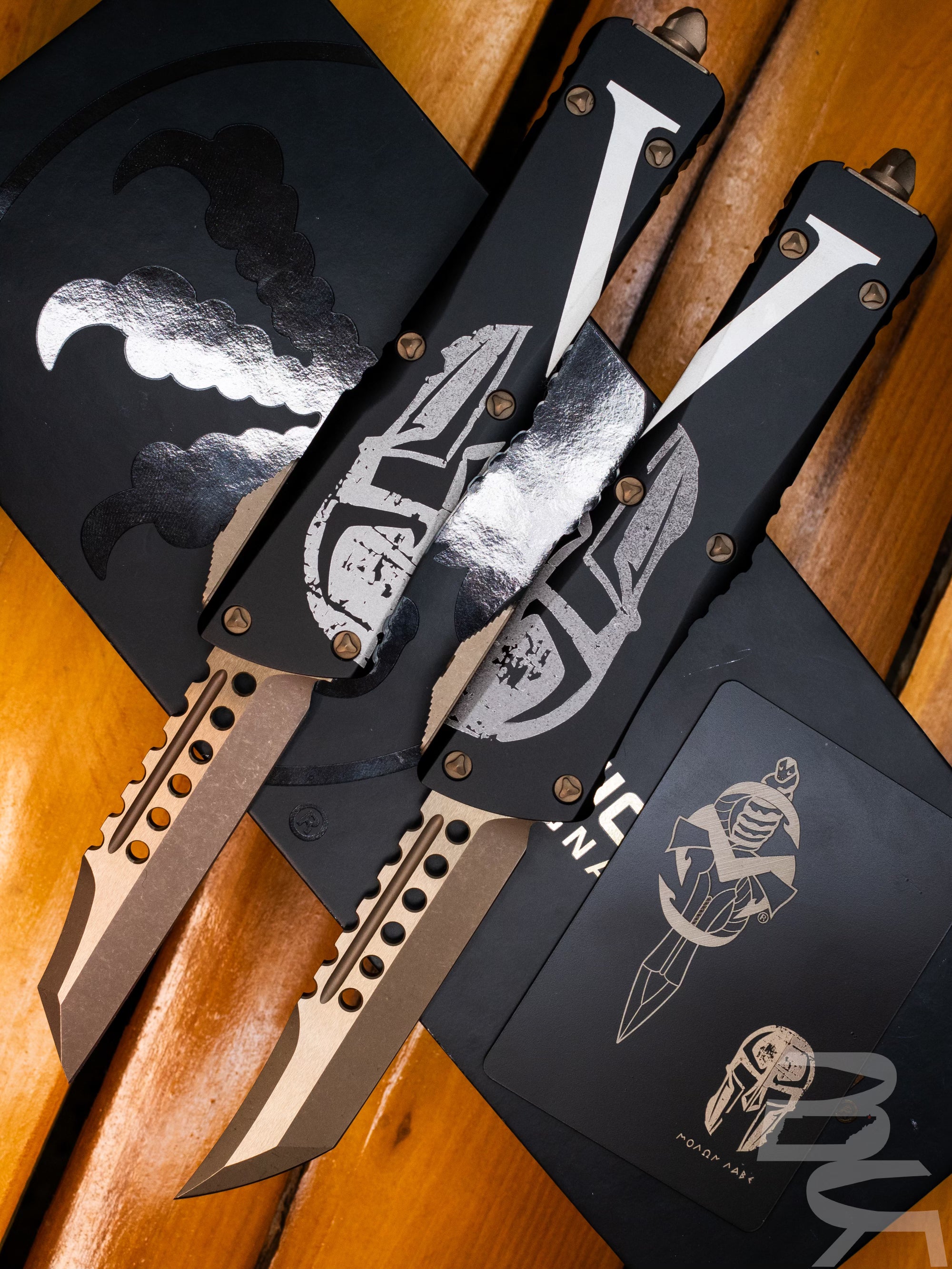 Microtech Combat Troodon Molon Labe Hellhound+Warhound OTF Automatic K ...